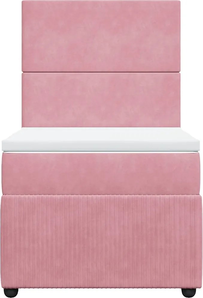 Box spring postel s matrací růžová 90x200 cm samet 3292237
