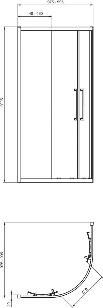 Ideal Standard i.life - Sprchový kout čtvrtkruh 100x100 cm, lesklý chrom T4937EO