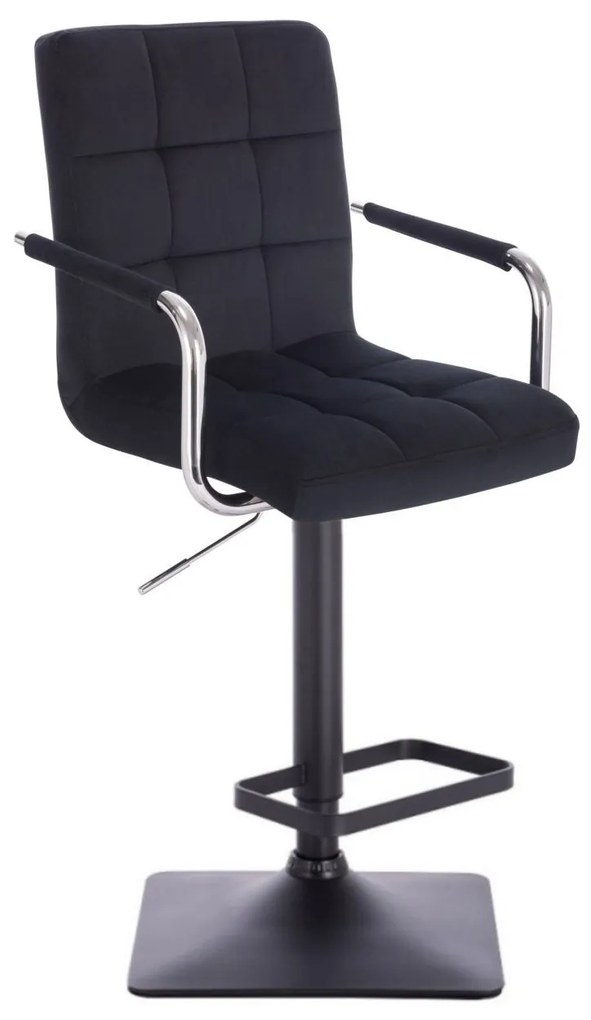 LuxuryForm DESIGN Barová židle VERONA VELUR na černé hranaté podstavě - černá