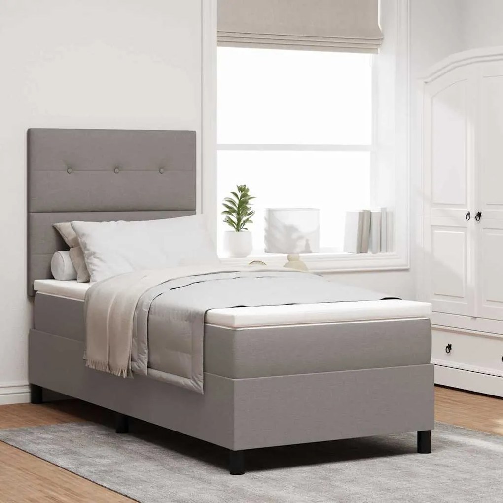 Postel s boxspringem s čelo Taupe 90 x 190 cm textil 3339354