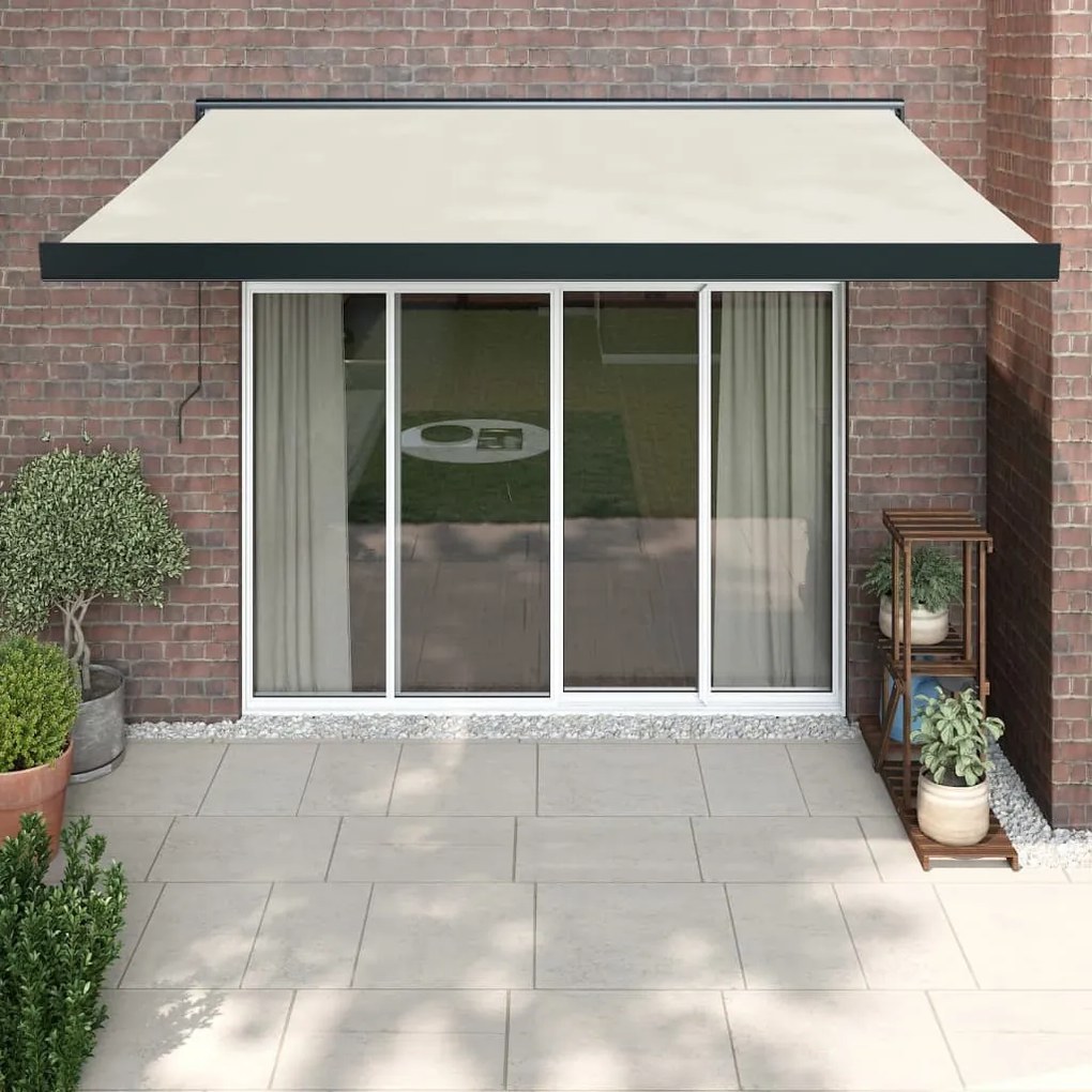 vidaXL Kazetová markýza na ruční ovládání 350 cm [3052671] Barva: Krémová (bílý rám)