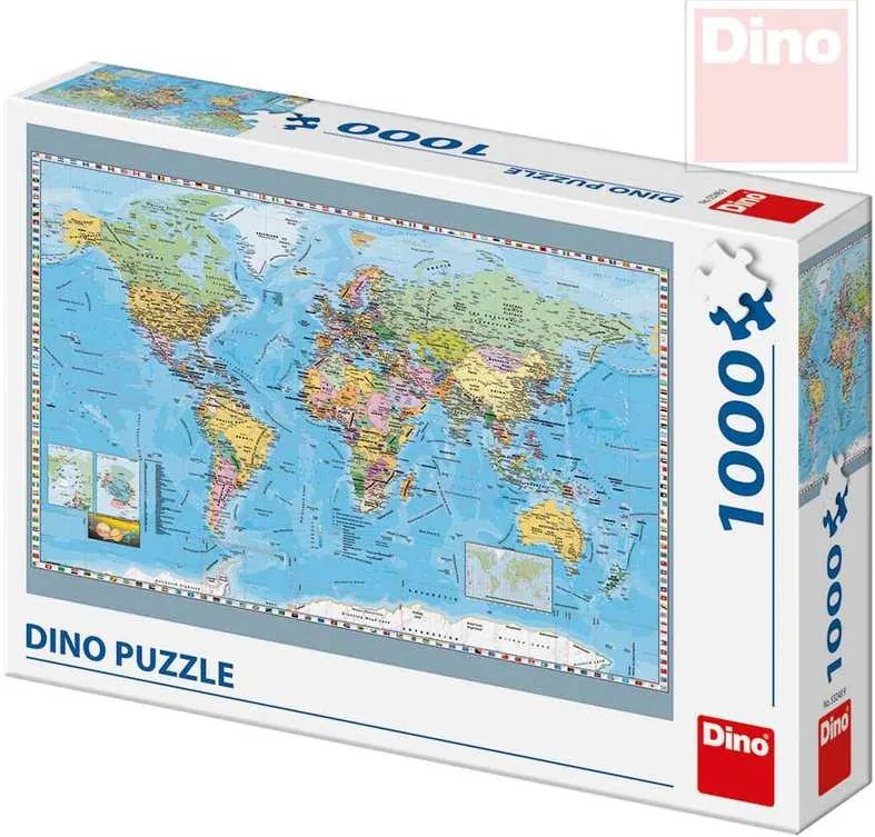 DINO Puzzle 1000 dílků Politická mapa světa 66x47cm skládačka v krabici dn532489