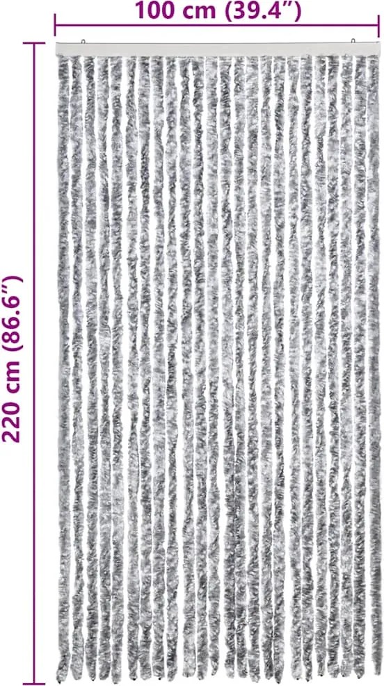 Závěs proti hmyzu bílý a šedý 100 x 220 cm Chenille 284281