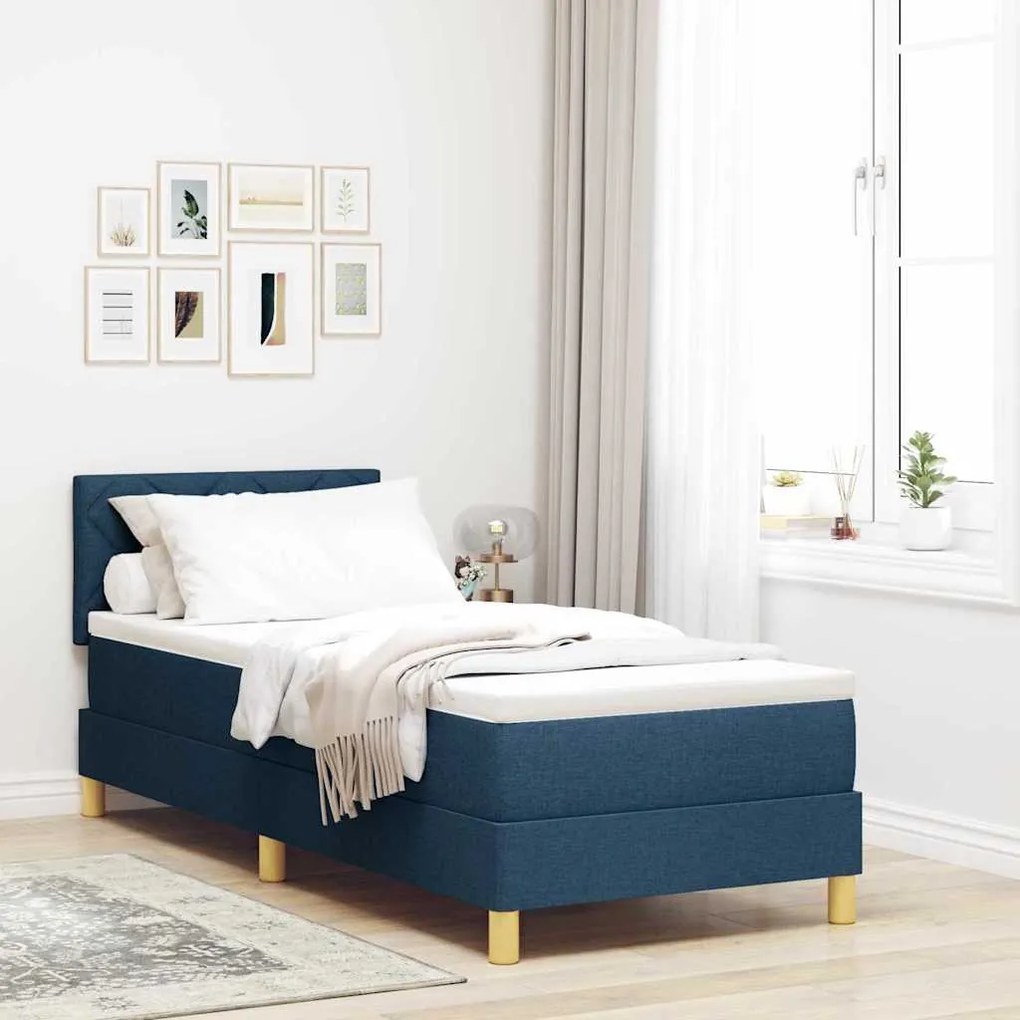 Postel s boxspringem s polštářem Modrá 80 x 200 cm textil 3338957