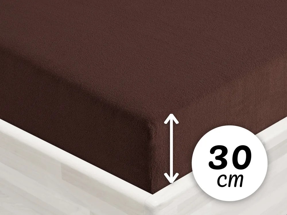 Froté napínací prostěradlo na vysokou matraci FR-026 Čokoládově hnědé 90 x 200 - výška 30 cm