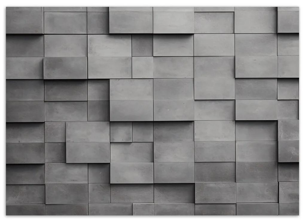 Fototapeta, Betonová stěna kostka 3D - 368x254 cm