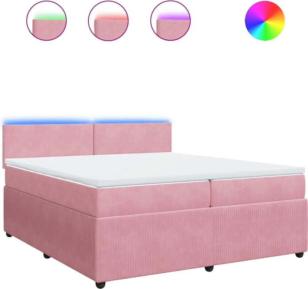 Box spring postel s matrací růžová 200x200 cm samet 3290129