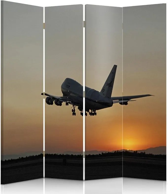 Paraván - Airplane At Night | čtyřdílný | oboustranný 145x150 cm