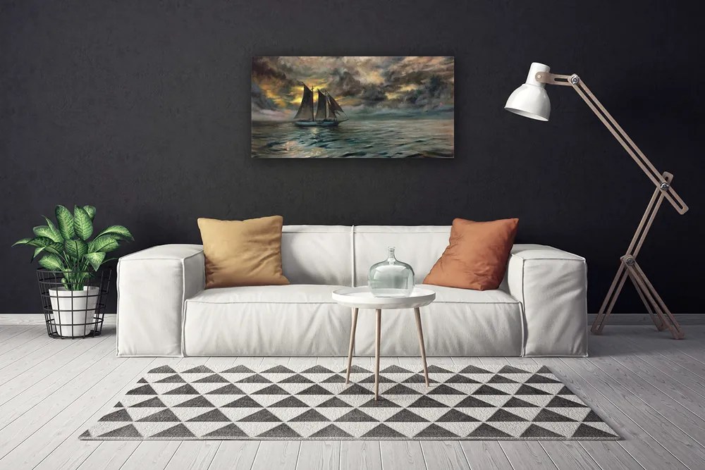 Obraz na plátně Moře Loďka Krajina 125x50 cm