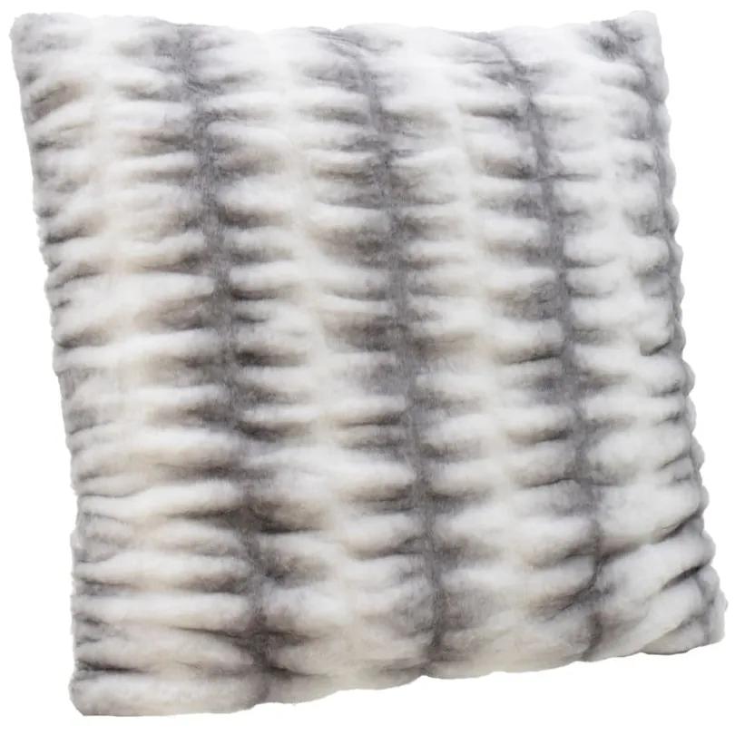 Bílo-šedý polštář InArt Furry, 60 x 60 cm