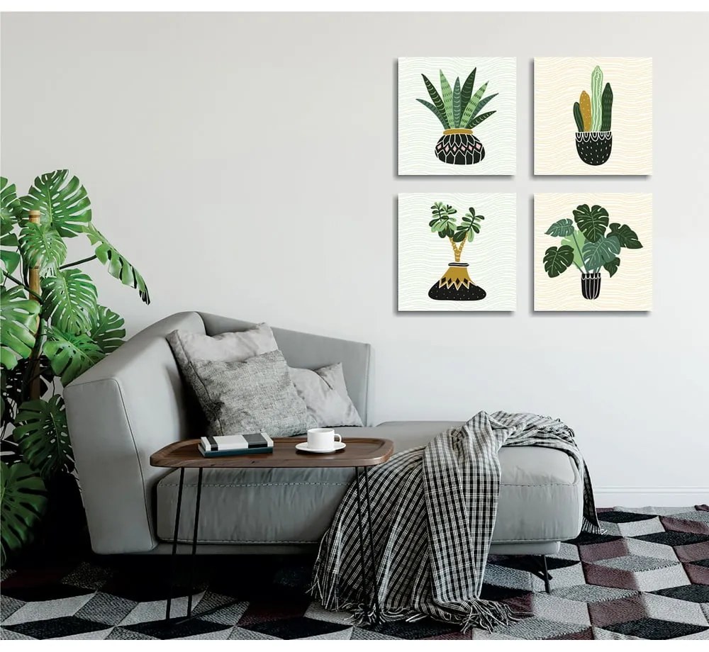 Obrazy v sadě 4 ks 30x30 cm Plants – Wallity