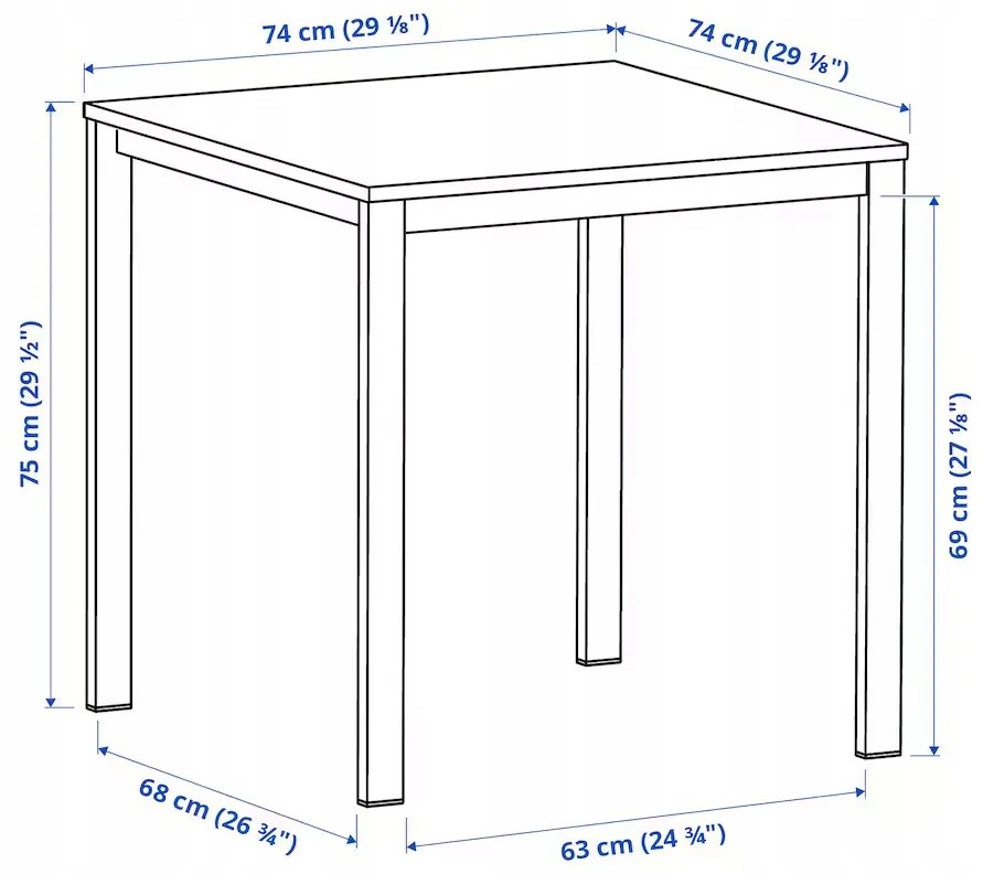 IKEA VIHALS Stůl 74x74 cm bílý