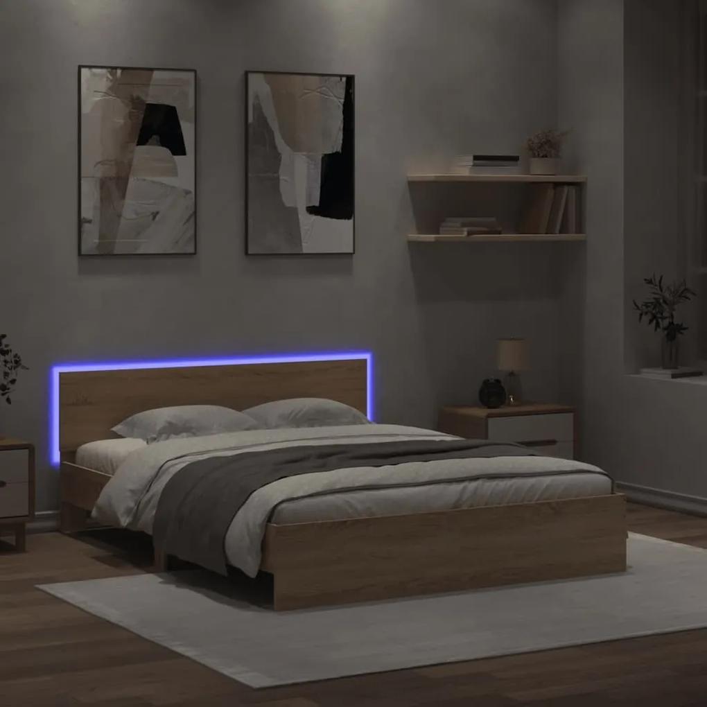 vidaXL Rám postele s čelem a LED osvětlením 160 x 200 cm [3207596] Barva: Černá