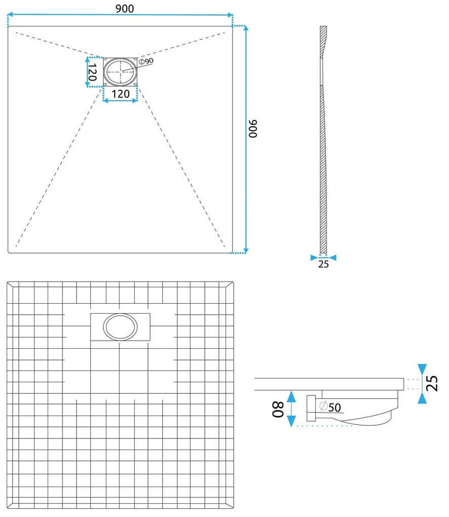 Rea Magnum, SMC sprchová vanička 90x90 cm, bílá, REA-K3338