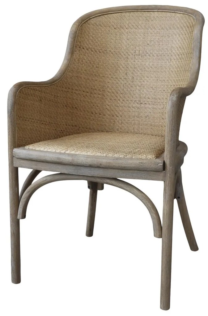 Antik dřevěná židle s výpletem a opěrkami Old French chair - 56*56*91 cm