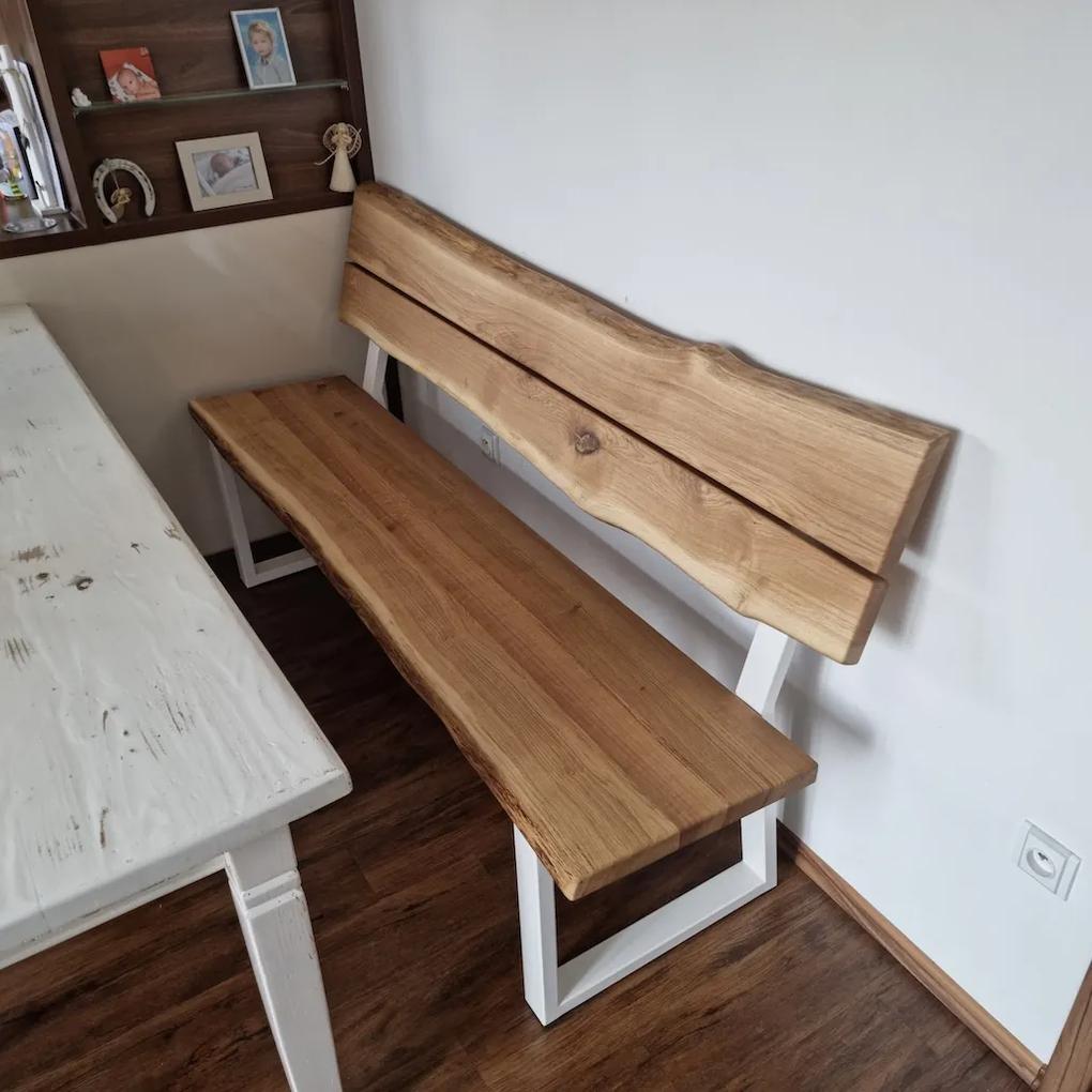 KULHÁNEK Designová jídelní lavice s opěradlem Délka: 160 cm, Odstín podnože: černá s jemnou strukturou - JS RAL 9005