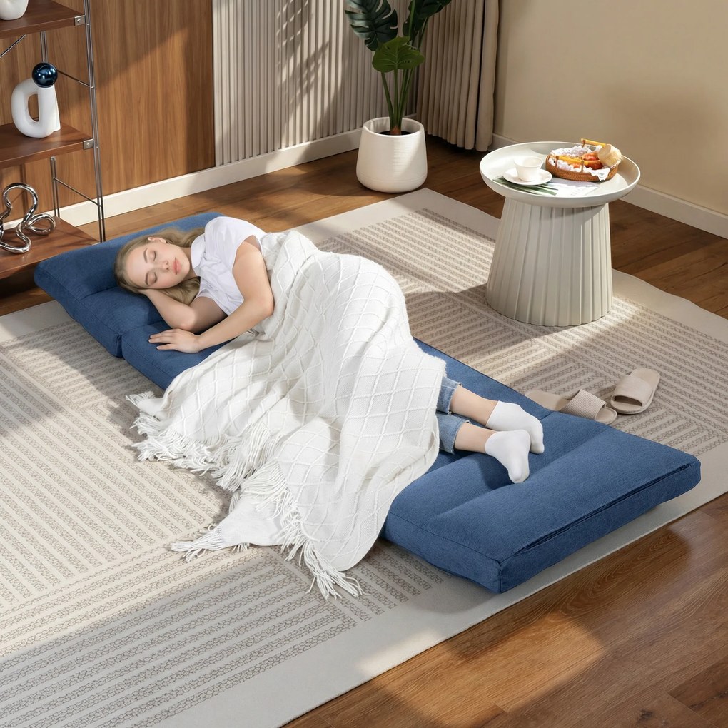HOMCOM 1místné sklápěcí křeslo – přetvořitelné na lehátko, 5 poloh, nosnost 120 kg, tmavě modré, 70 × 72 × 56 cm