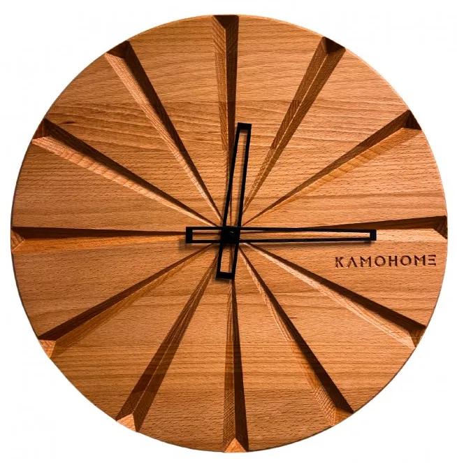 Kamohome Dřevěné nástěnné hodiny ANDROMEDA Průměr hodin: 30 cm, Materiál: Ořech evropský