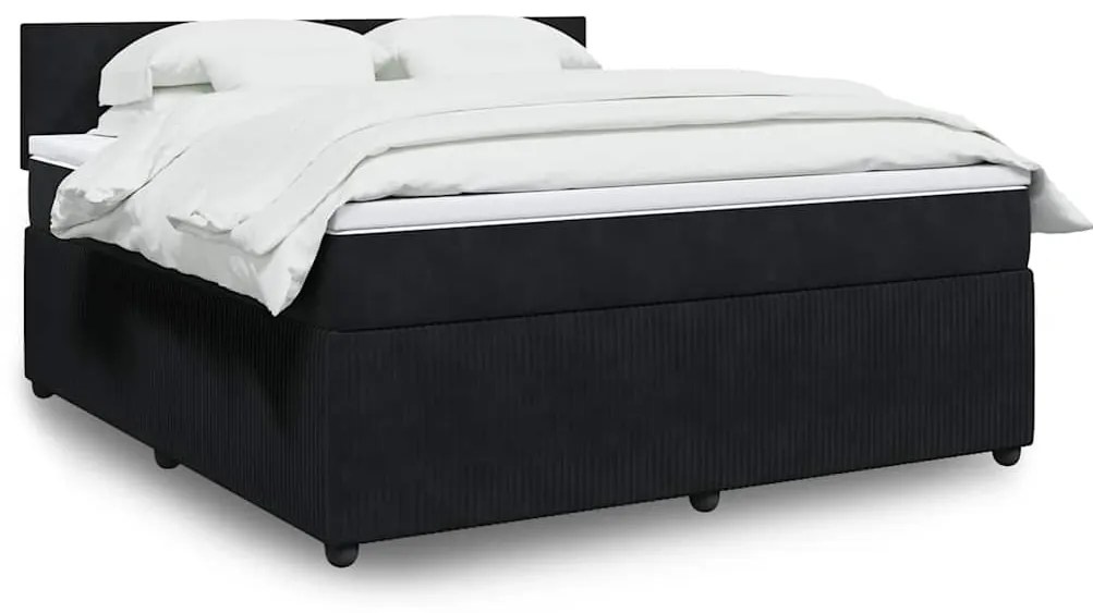 Box spring postel s matrací černá 180x200 cm samet 3287802
