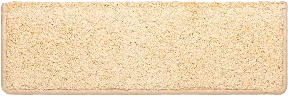 Schodové rohože 10 ks 65 x 21 x 4 cm krémové s obdélníkovým okrajem 149823