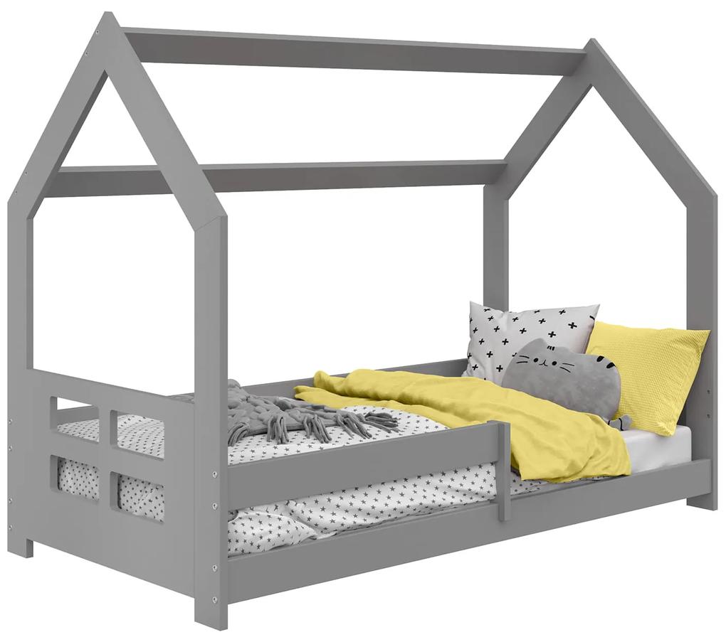 Dětská postel Domeček 160x80 D5D šedá s roštem