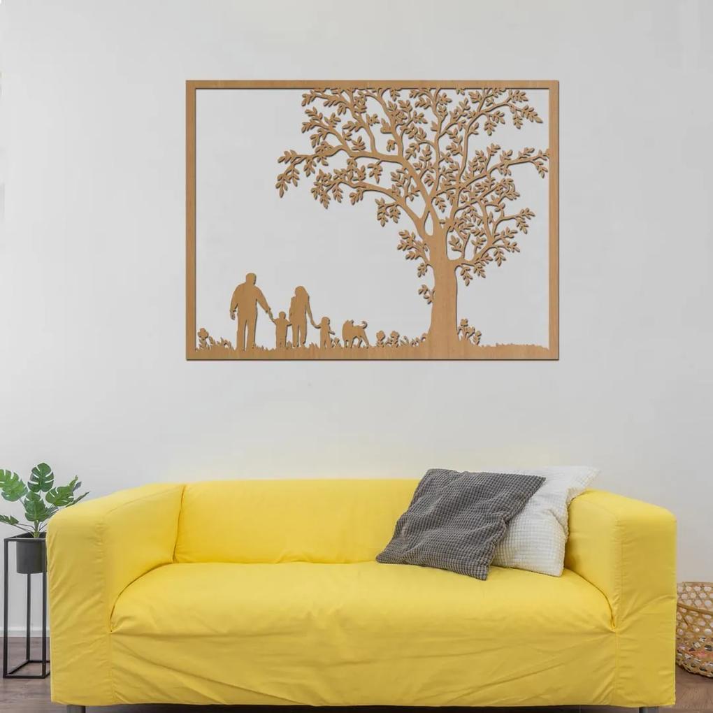 dřevo života Dřevěný strom na zeď RODINA Rozměry (cm): 60x48, Barevný vzor: Světlý dub