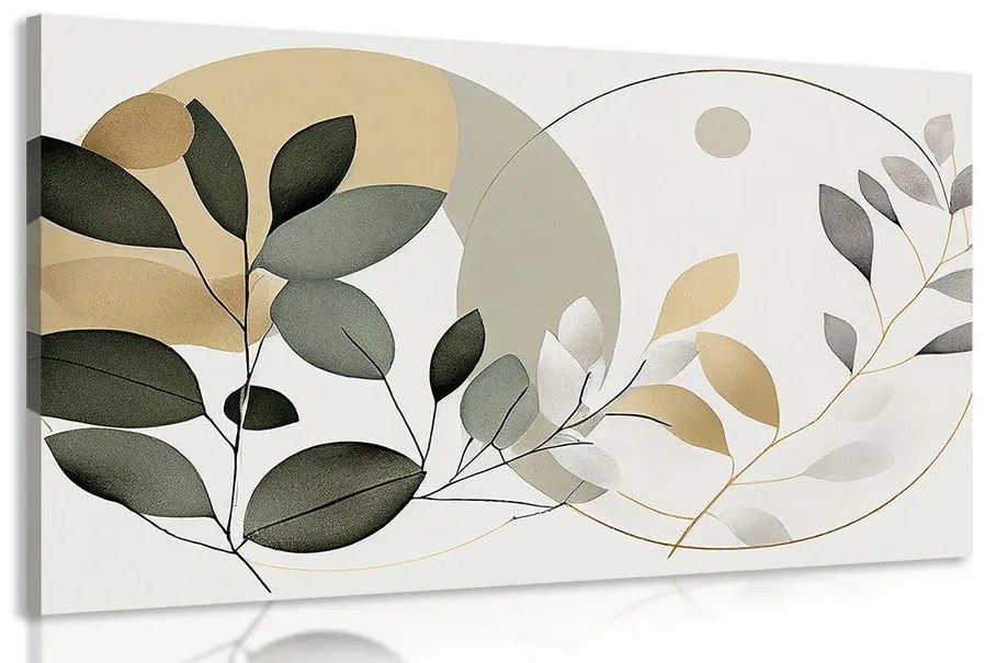 Obraz boho lístky v kruzích Varianta: 120x80