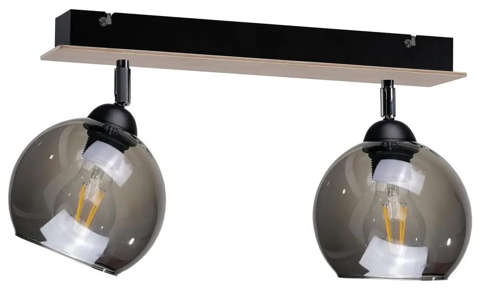 Keter Lighting Bodové svítidlo UNO WOOD 2xE27/60W/230V černá/hnědá NA0222