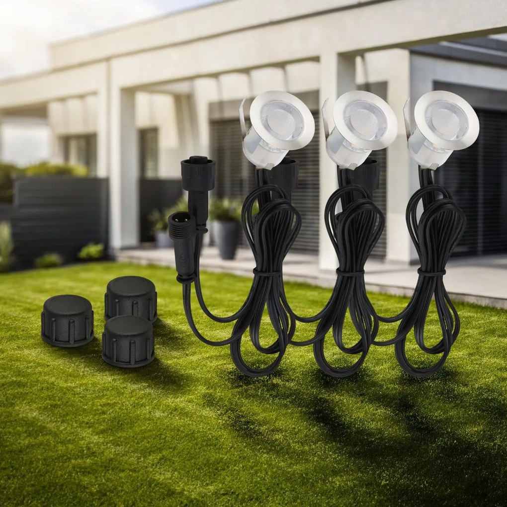 BRI 3913032 CONNECT TO SHINE prodlužovací sada Kebony 3ks LED zapuštěných svítidel do země, IP67 - BRILONER