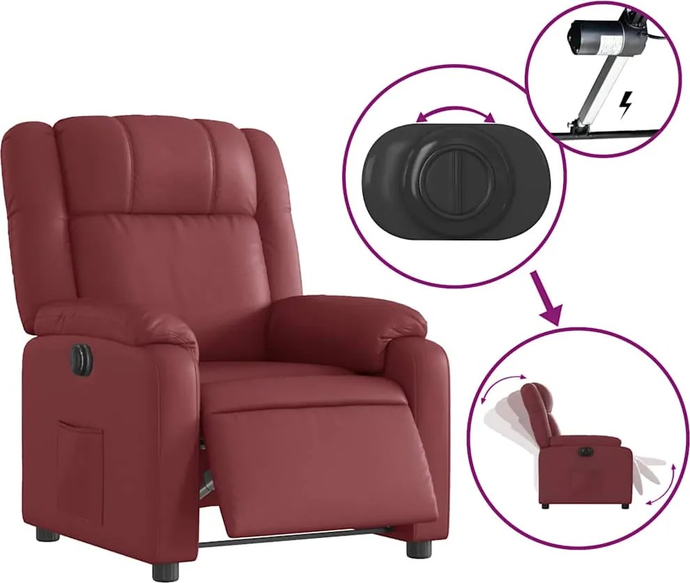 Elektrické polohovací křeslo vínové umělá kůže 3205140
