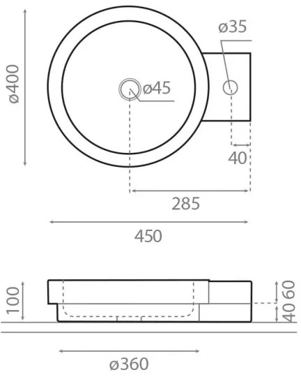 Bathco 00338 - Umyvadlo na desku ICONO 40x45 cm kámen/béžová