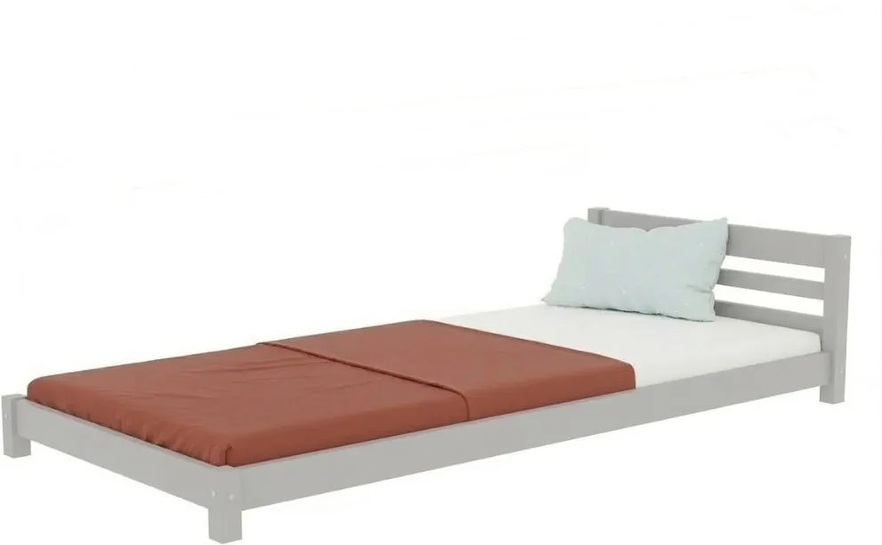 Benlemi Nízká dětská jednolůžková postel TULY s čelem Zvolte barvu: Pastelově růžová, Zvolte rozměr: 90x200 cm, Zvolte zábranu: S otevřeným vstupem