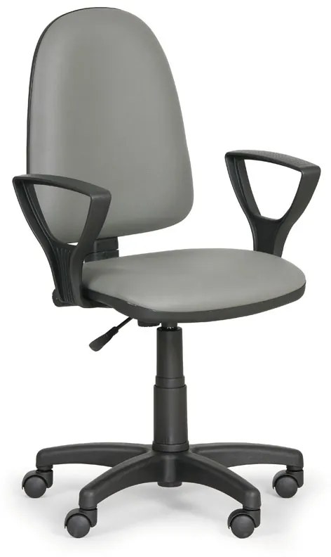 Euroseat Dílenská pracovní židle na kolečkách TORINO s područkami, permanentní kontakt, pro měkké podlahy, šedá