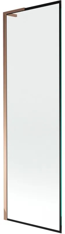 Mexen Next L, 1-křídlová vanová zástěna 60 x 150 cm, 6mm čiré sklo-černý vzor, růžové zlato profil, 895-060-000-03-70-60