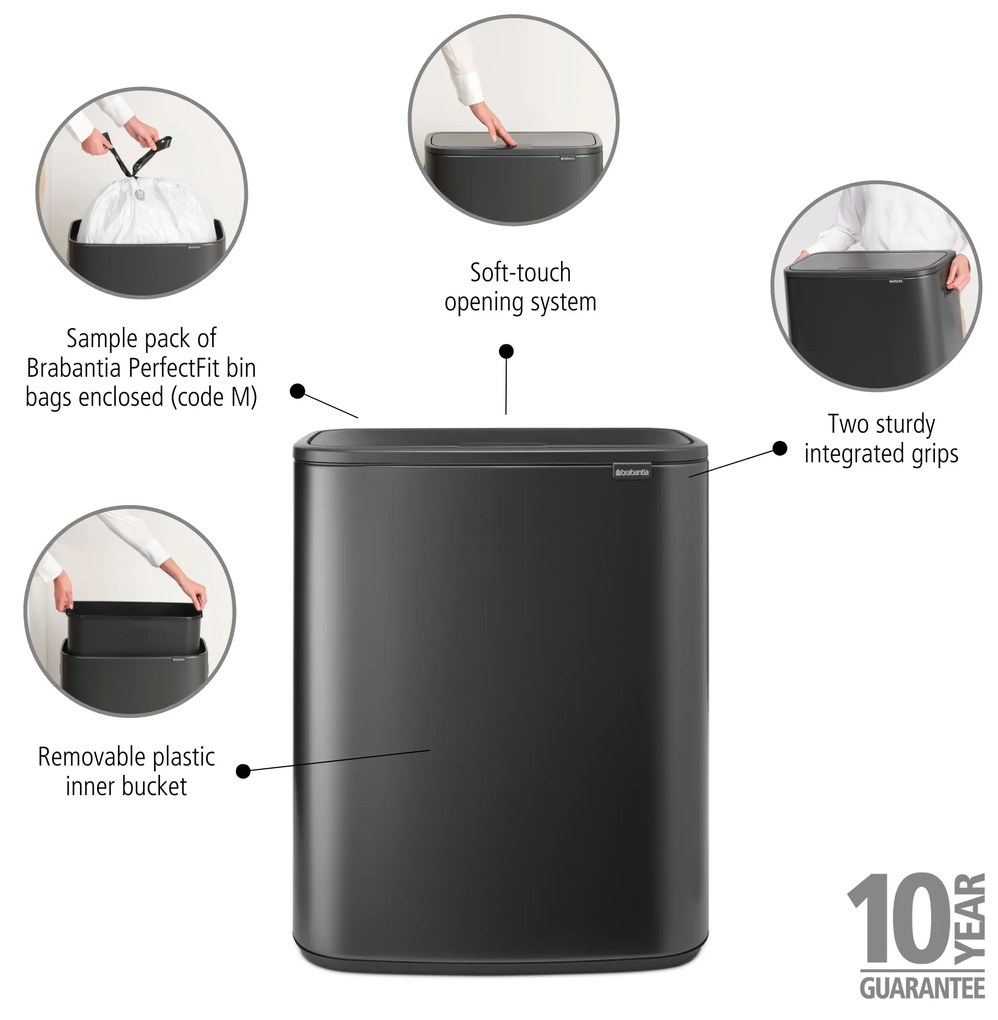 Brabantia BO Touch Bin 60L tmavě šedá