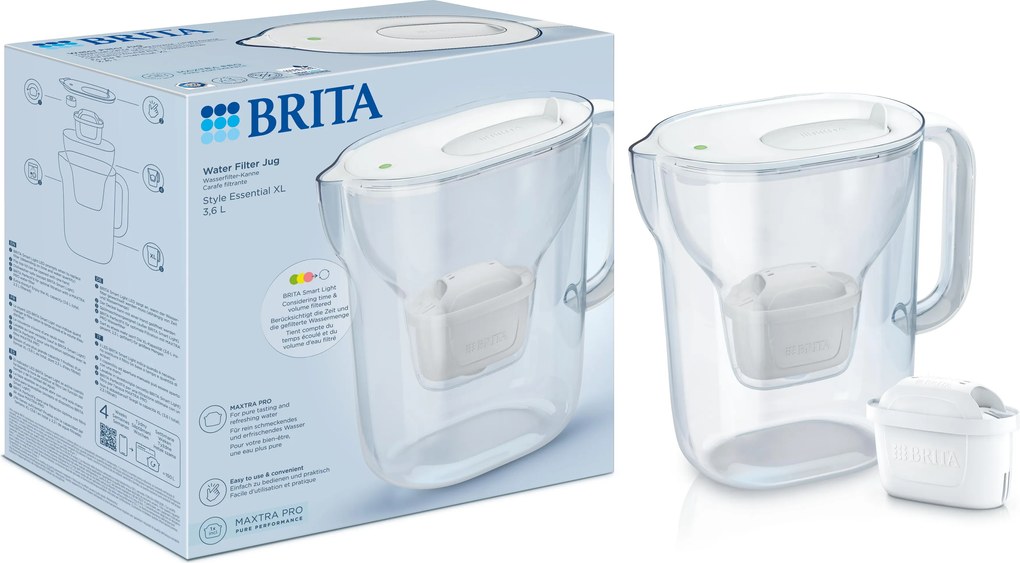 Brita Filtrační konvice Style Essential XL s filtrem Maxtra Pro Pure Performance, 3,6 l, bílá 1057788