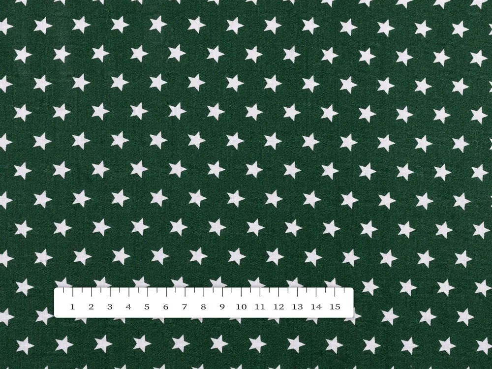 Biante Bavlněné prostírání na stůl Sandra SA-350 Bílé hvězdičky na tmavě zeleném 30x40 cm