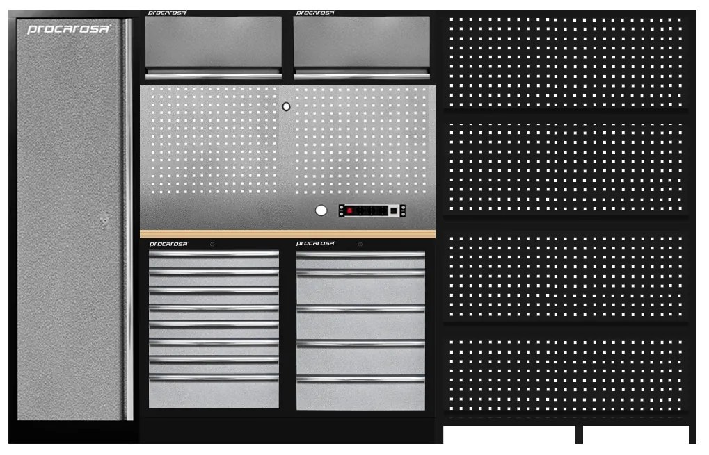 Sestava dílenského nábytku Procarosa PROFI TGC-13085-1200 Pracovní deska:: dřevěná