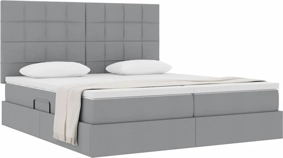 Postel s úložným prostorem Světle šedá 200 x 200 cm Textil 3372203