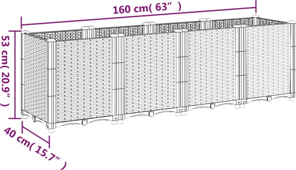 vidaXL Zahradní truhlík 160 x 40 x 53 cm PP [367860] Barva: Hnědá