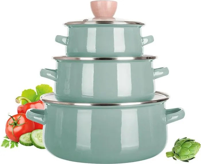 Sada smaltovaných hrnců NATURAL OLIVE Banquet, 6 dílů