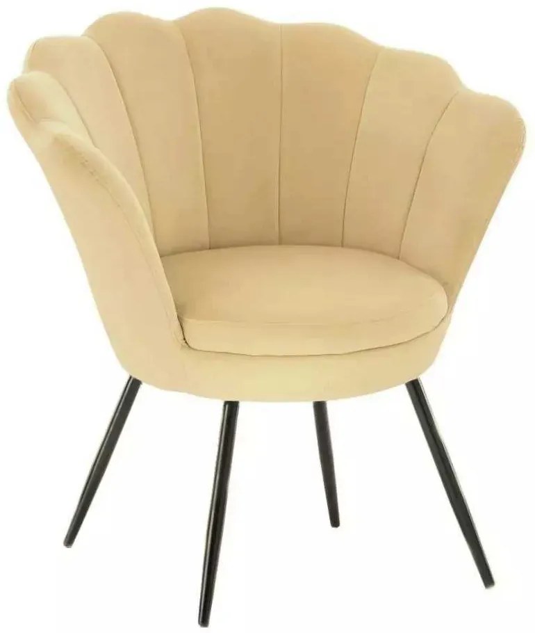 Jídelní židle LuxuryForm DESIGN FREY VELUR v medové barvě s černými nohami