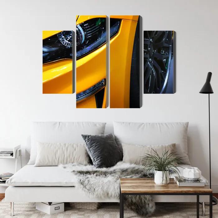Vícedílný obraz Přední Část Žlutého Sportovního Vozu Nedostatek Nedostatek Plátno Canvas 160x120