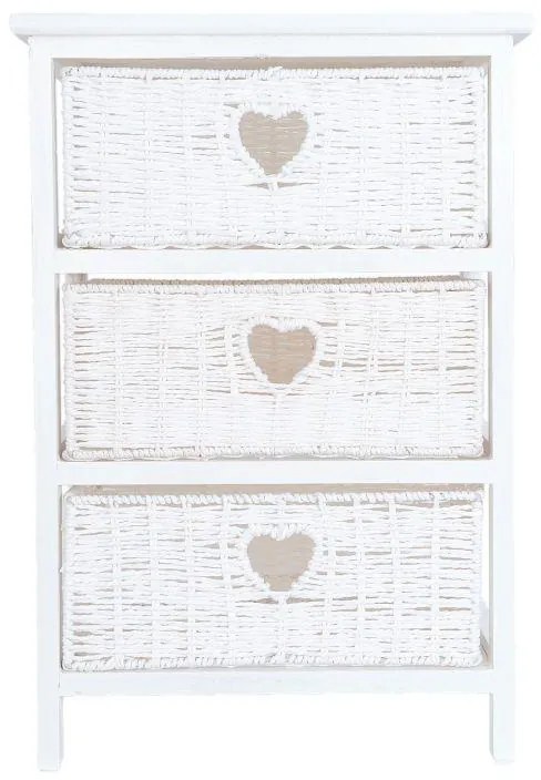 Dřevěná skříňka s košíky bílá - 40 x 29 x 58 cm