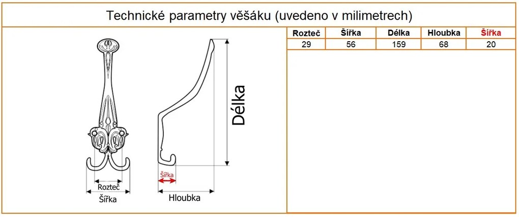 In-Design Nábytkový věšák Orio-XL mosaz patina