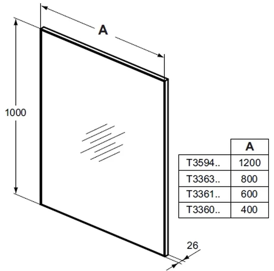 Ideal Standard Mirror &amp; Light - Zrcadlo s rámem 600 mm, T3361BH