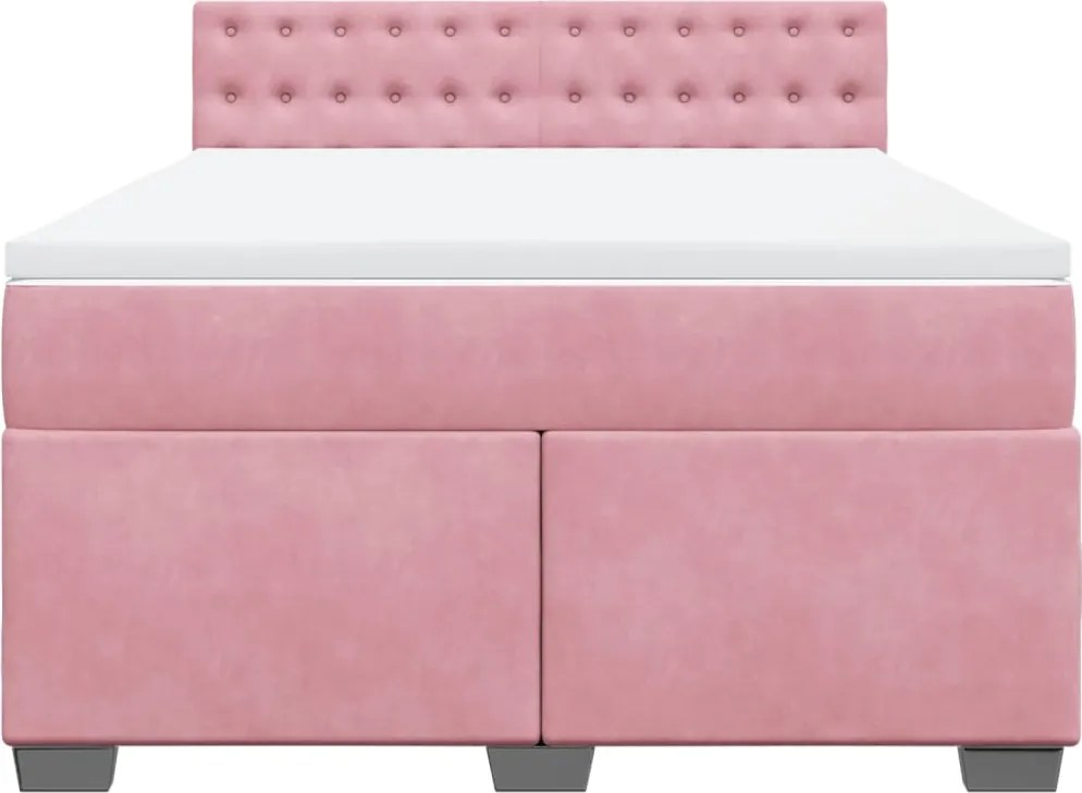 Box spring postel s matrací růžová 140x190 cm samet 3286323