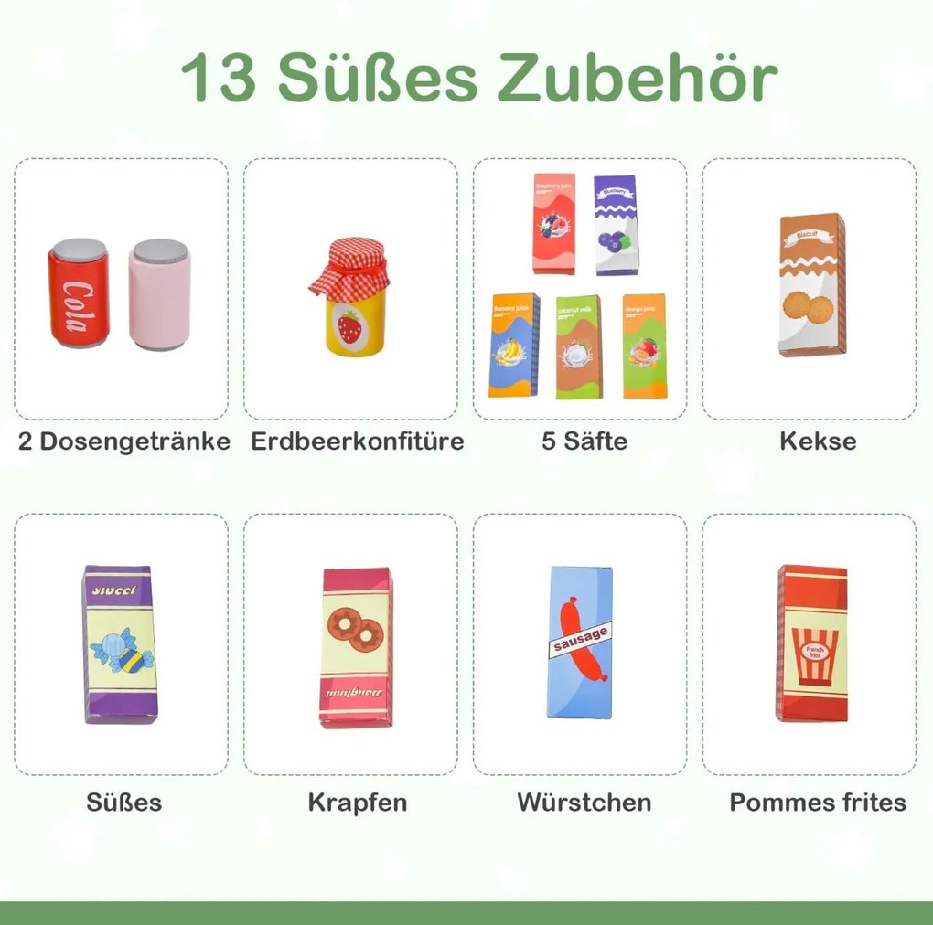 Costway Dětský dřevěný obchod s bočním pultem – 89 × 57 × 80 cm, zelený
