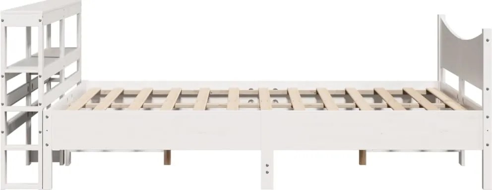 Rám postele s čelem bílý 120 x 200 cm masivní borové dřevo 3306307