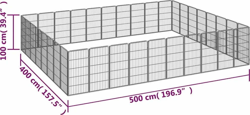 36panelová ohrádka pro psy černá 50 x 100 cm práškovaná ocel 3115965